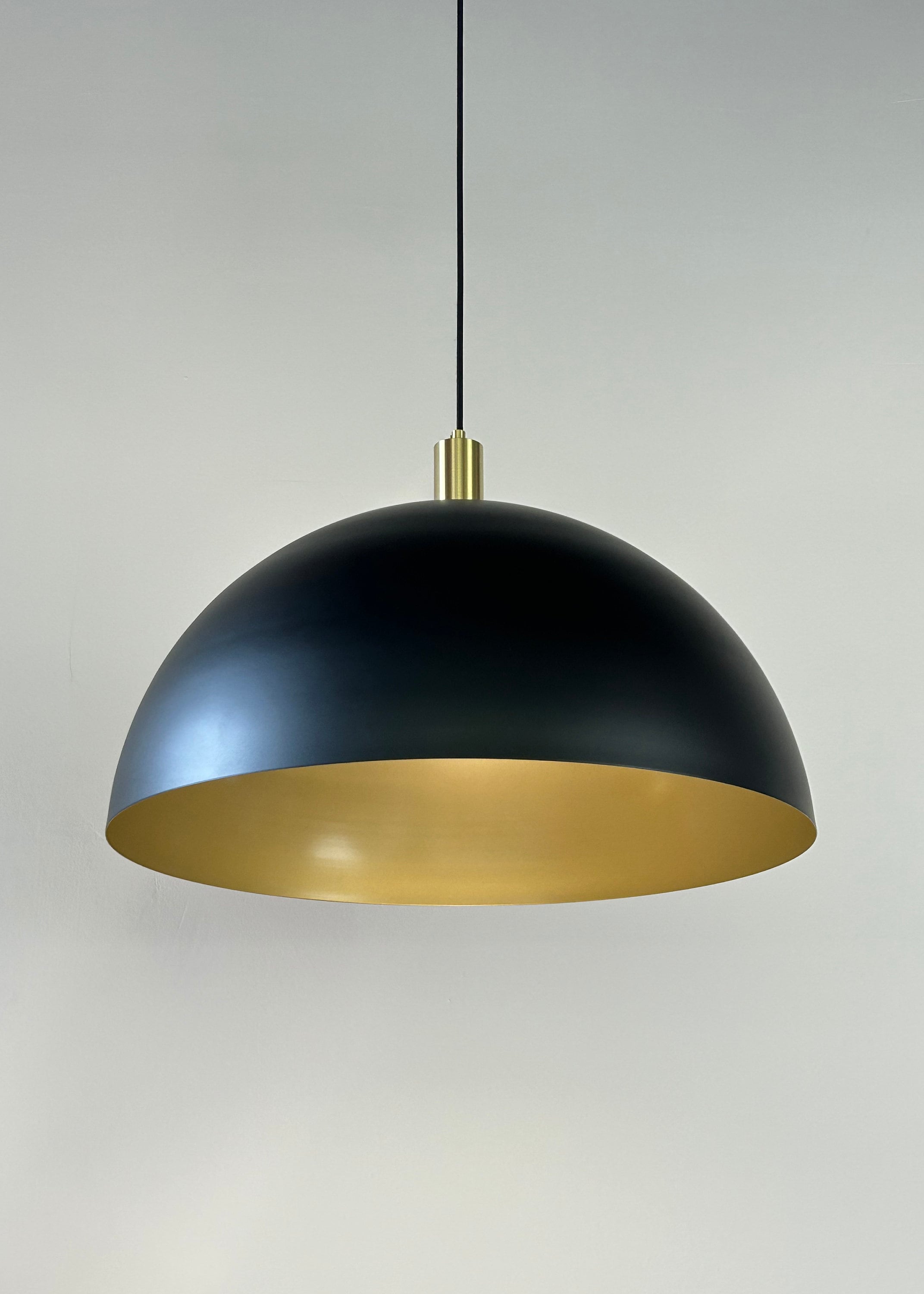 24" Black and Brass Dome. Custom Pendant Lighting. Industrial Modern ...