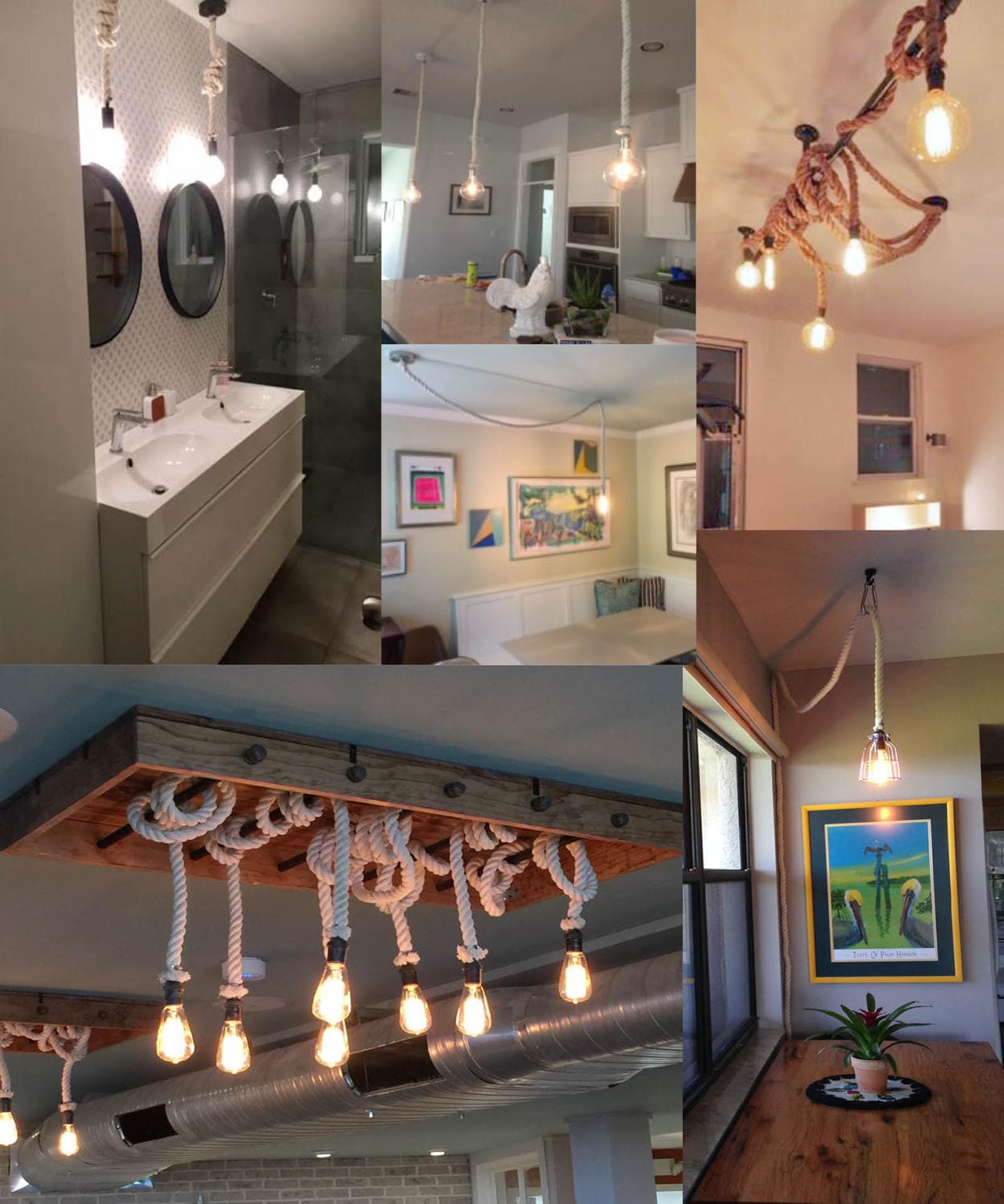 Rustic Rope Pendant Lights Custom Handmade Lengths Antique - Etsy Australia