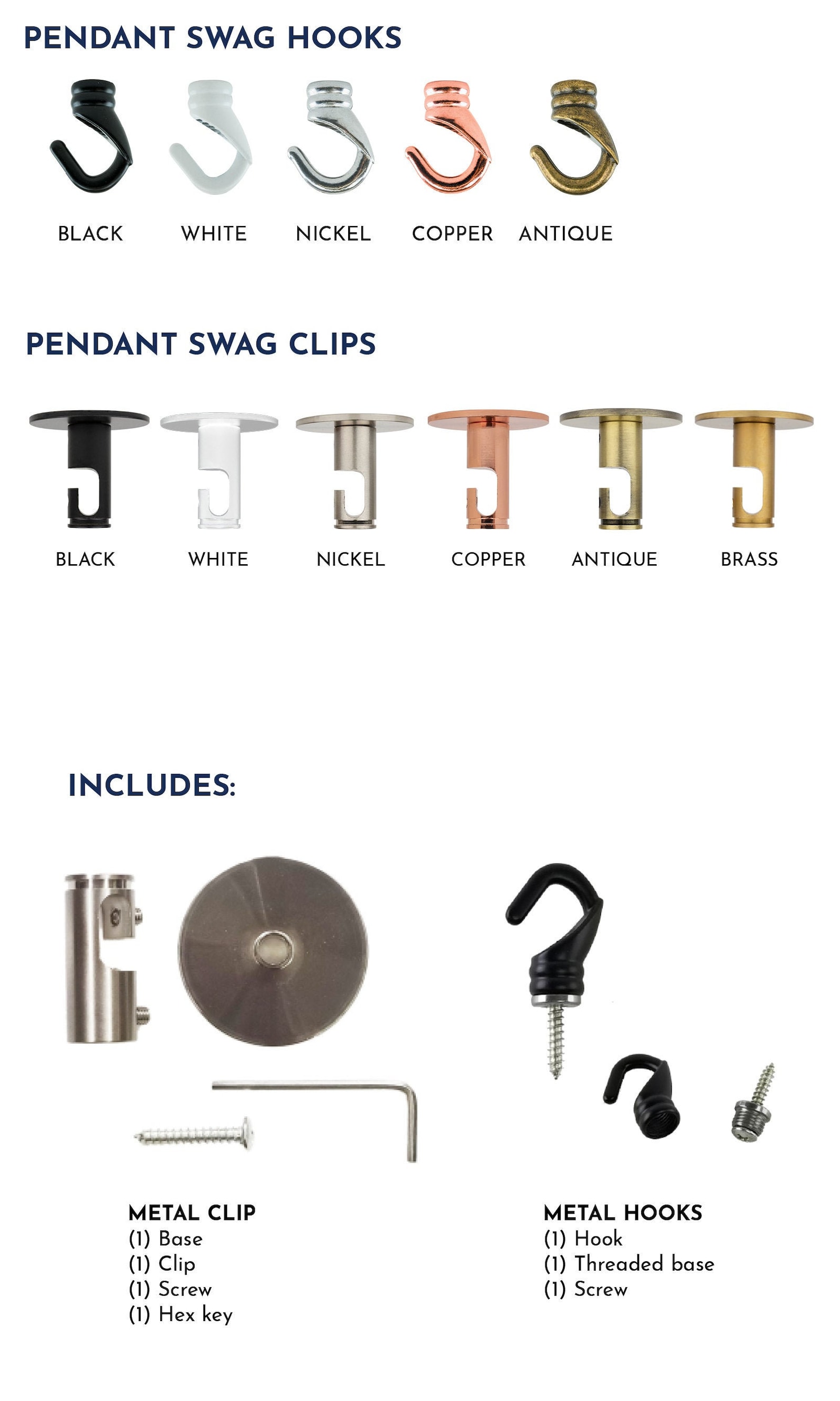 Pendant Hooks - Metal Ceiling Clips - Swag Hooks - Swag Ceiling Clips ...
