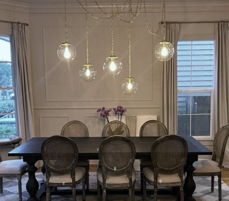 Chain Swag Chandelier With Neckless Glass Globe Shades - Modern Kitchen ...