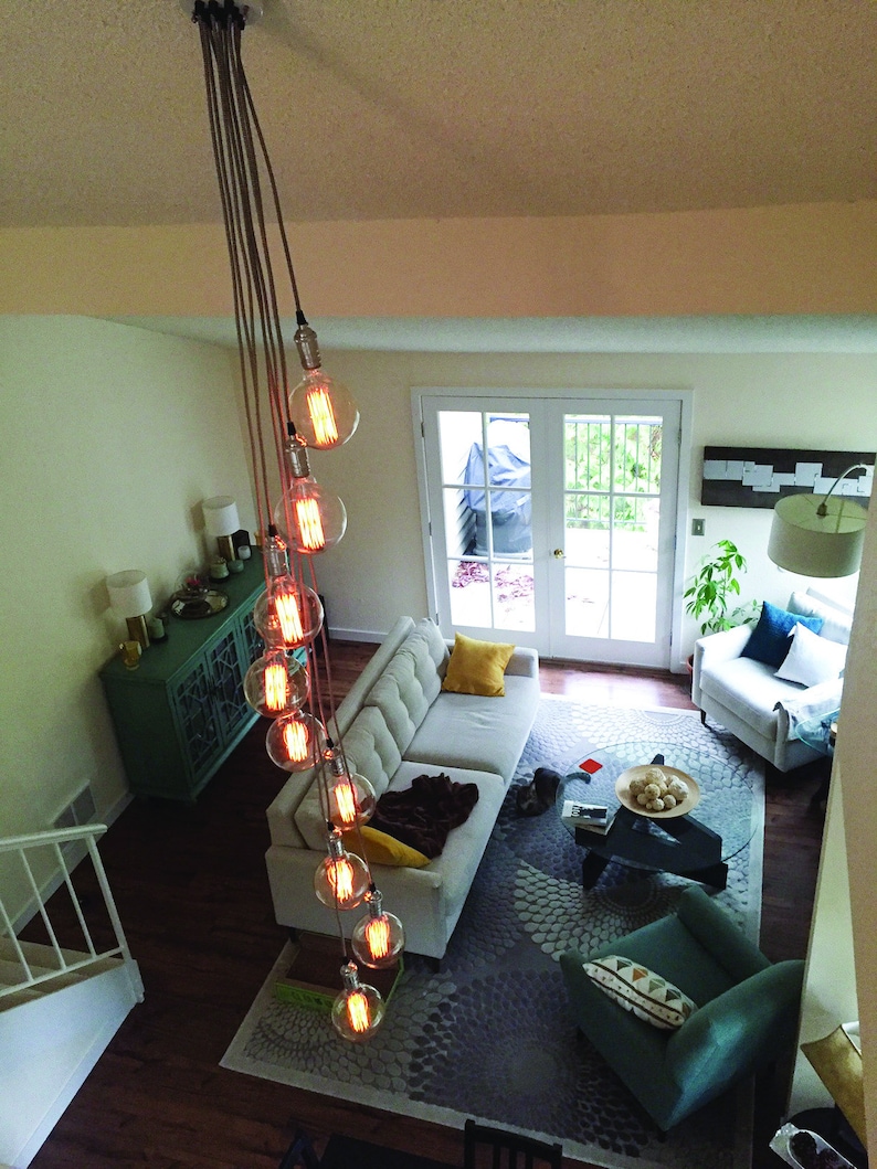 Copper Custom Cluster Pendant Light Ceiling Fixture LED Globes | Etsy