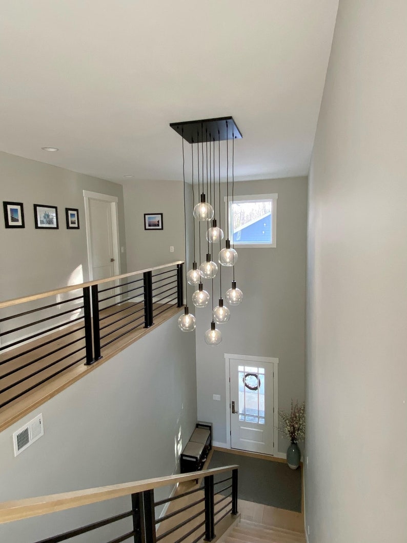 Modern Foyer Chandelier With Cascading LED Lights - Customizable Sizes ...