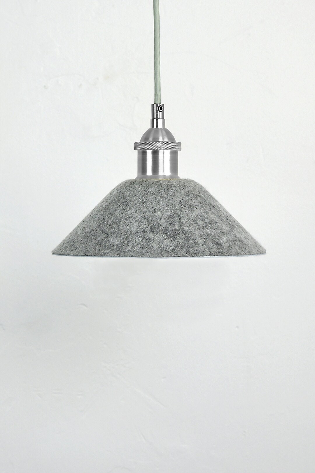 Felt Cone Shade Custom Pendant Light - Soft Grey Woven Shade - NEW ...
