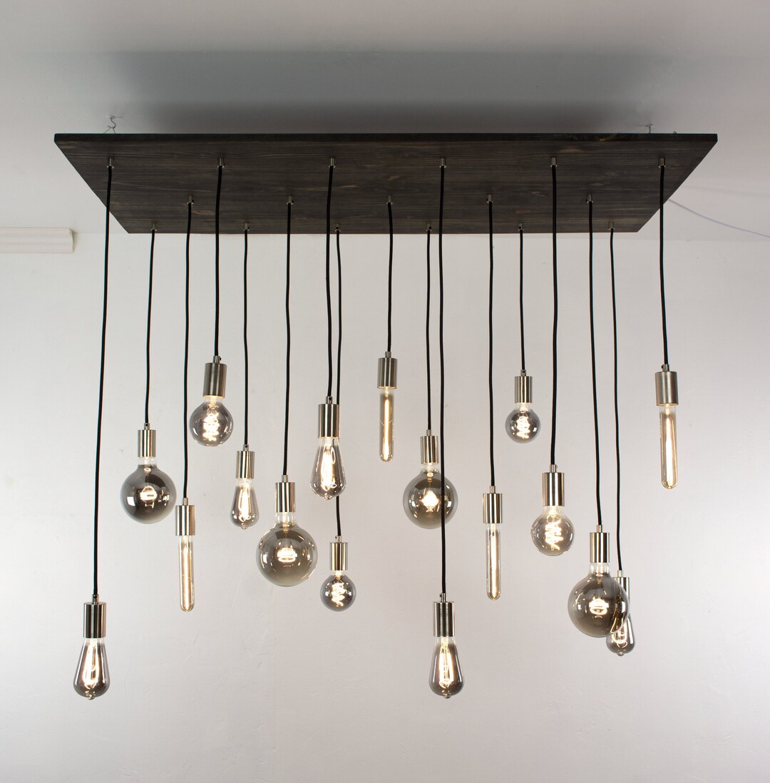 New Smoke Tint Modern Wood Chandelier - 17 Pendant Lights Wood ...