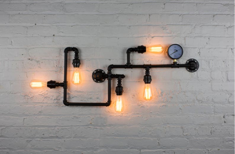 Industrial Lighting Pipe Light Wall Fixture Antique Edison Wall Lamp ...
