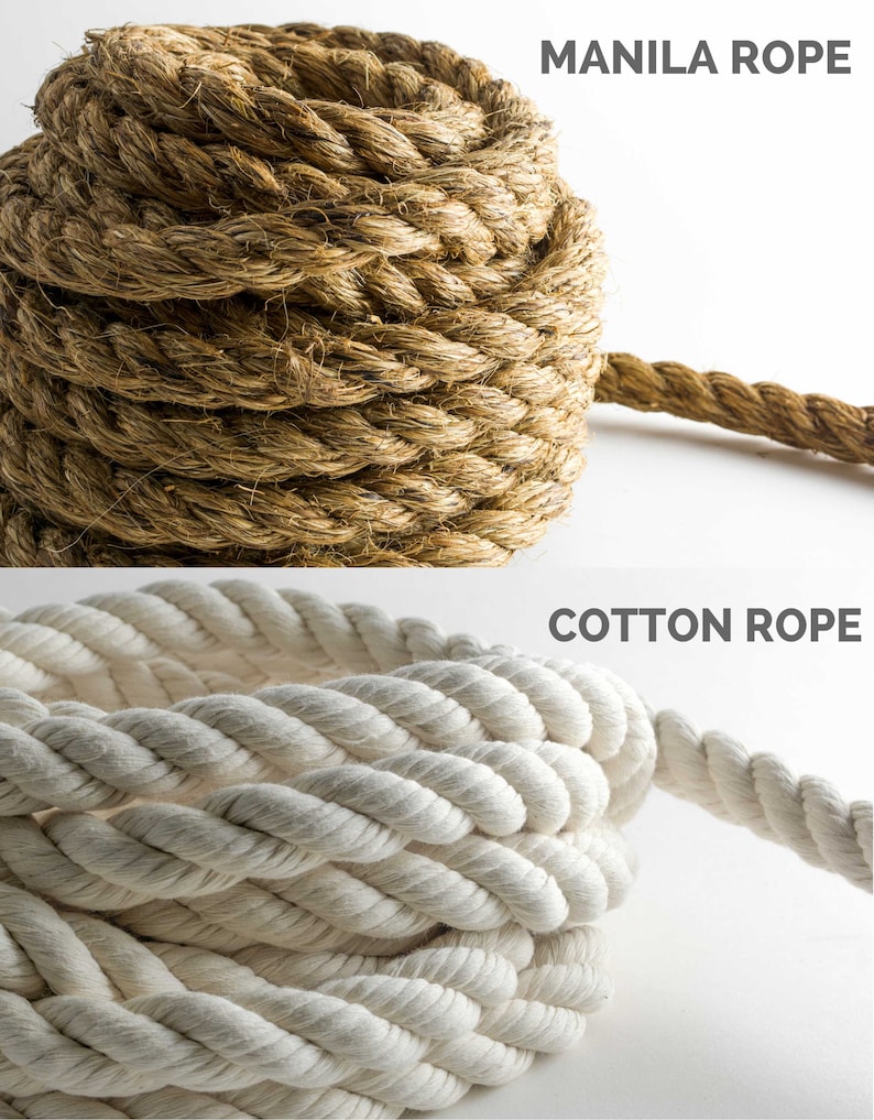 Custom Thick Rope Pendant Chandelier - Custom Lengths - White Cotton or ...