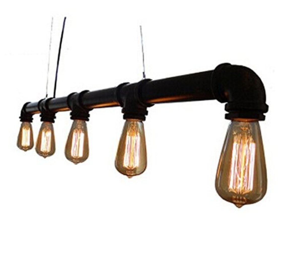 Pipe 5 Bulb Vintage Edison Industrial Lighting Ceiling Fixture - Etsy