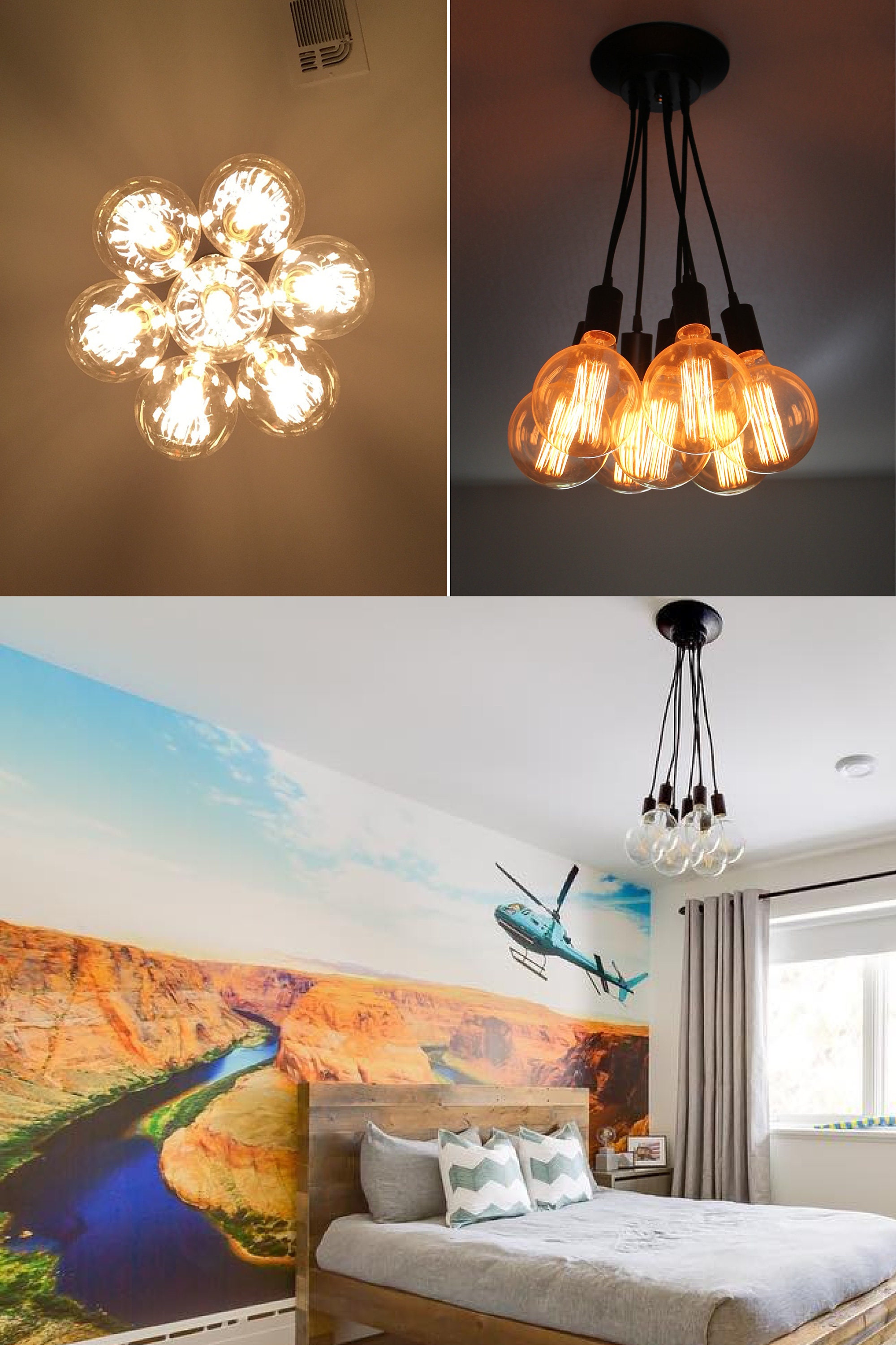 Swag Cluster Chandelier off Center Ceiling Light Dining Room Fixture ...