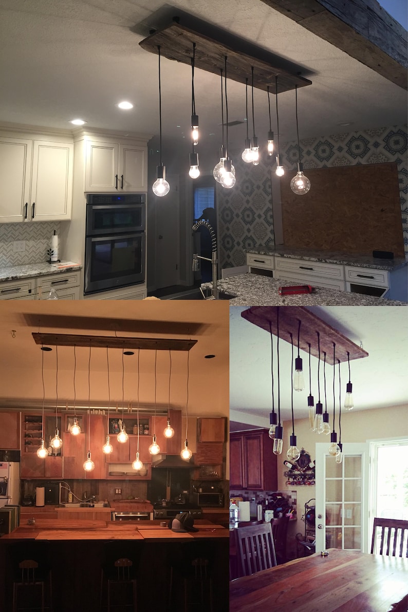 Rustic Dining Chandelier Wood Lighting 10 Edison LED Rustic | Etsy