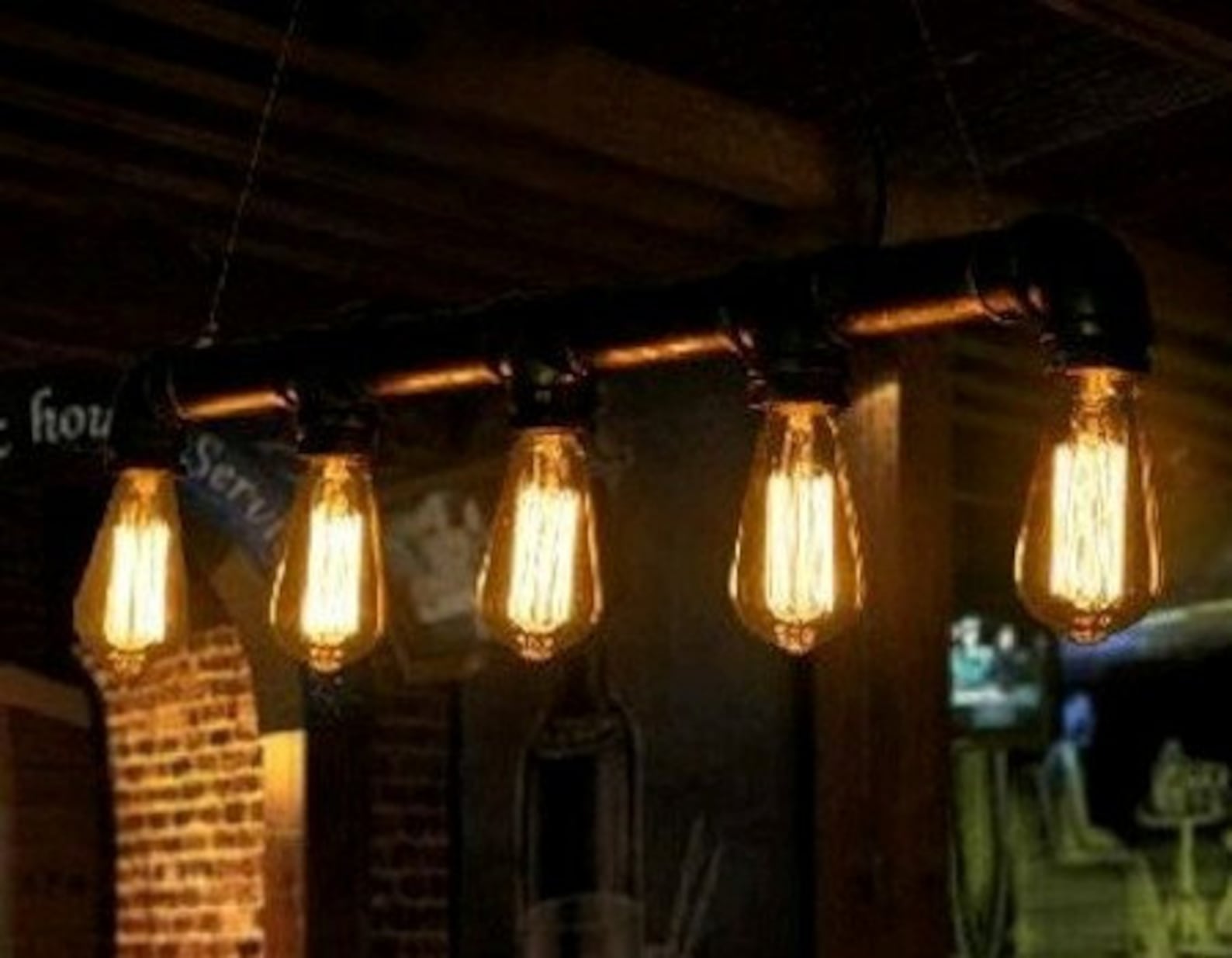 Pipe 5 Bulb Vintage Edison Industrial Lighting Ceiling Fixture - Etsy