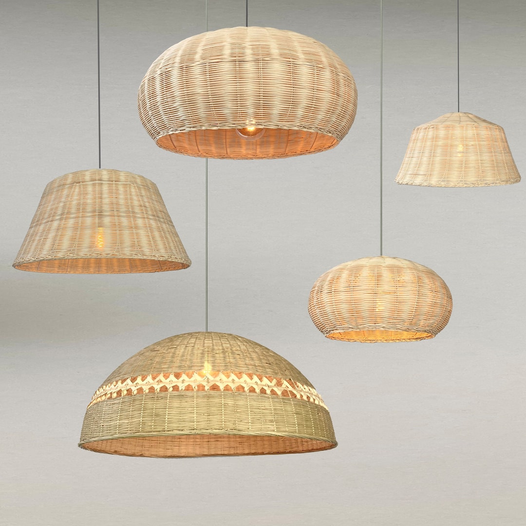 Bamboo Shade Pendant Lighting - Natural Woven Rattan - 18", 24", 30 ...