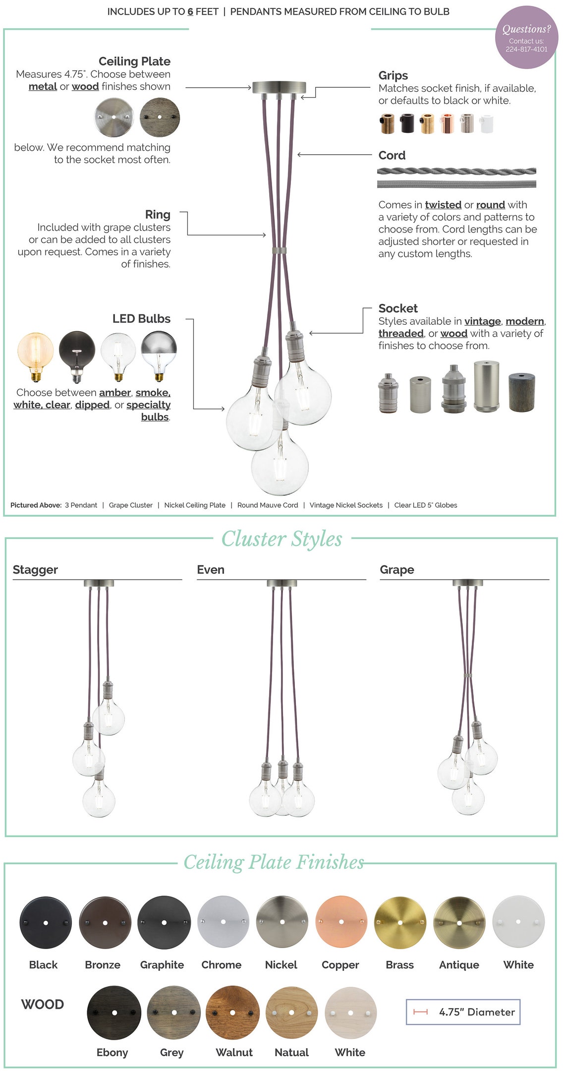 3 Cluster Any Colors Multi Pendant 3 Hanging Lights Modern | Etsy