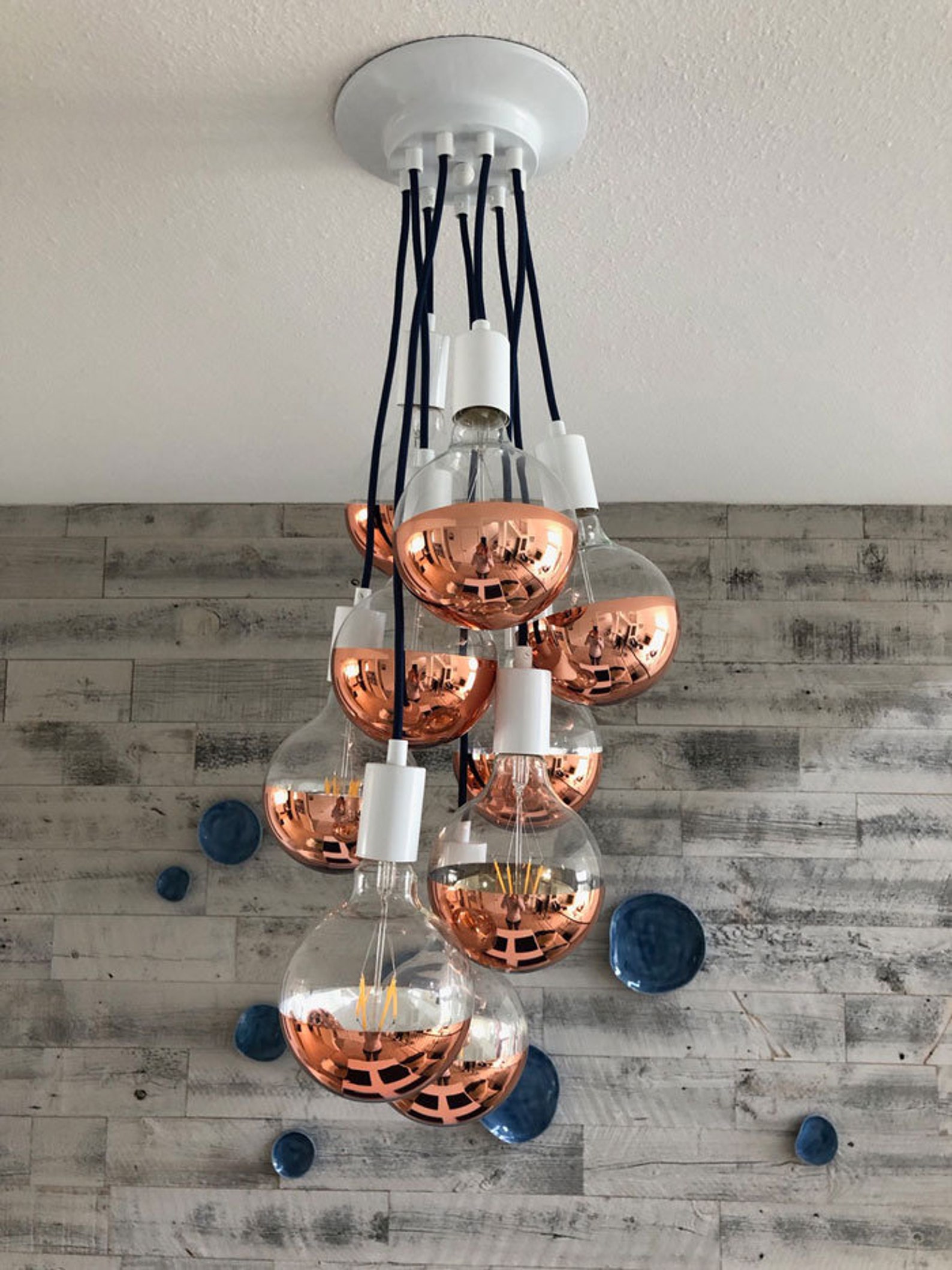 Copper Custom Cluster Pendant Light Ceiling Fixture LED Globes Copper ...