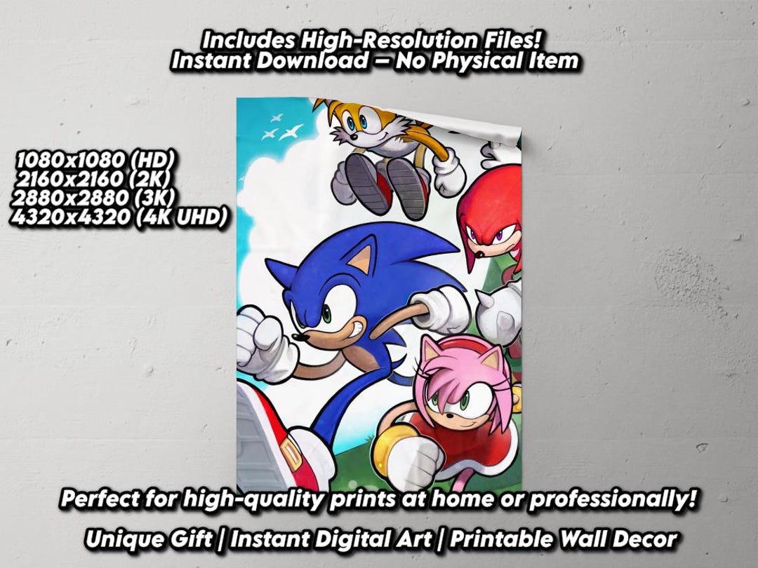 Video Game Poster, Sonic the Hedgehog Print, Printable Arcade Wall Art ...