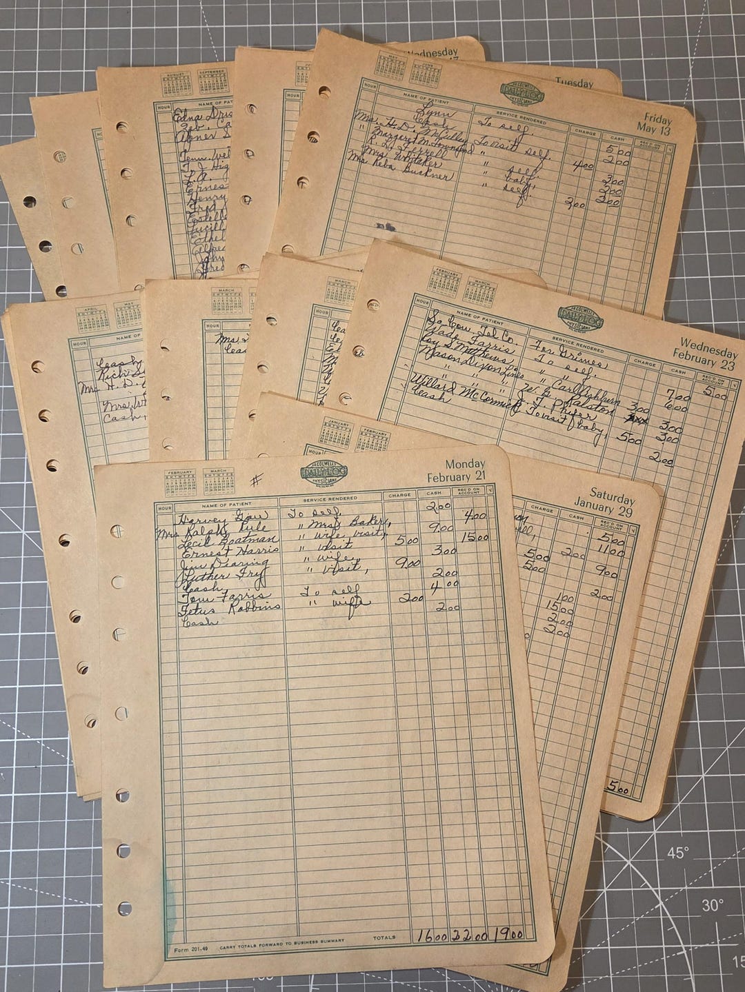20 Vintage 1949/1950 Medical Ledger Pages | Dr. Colwell Physician’s ...