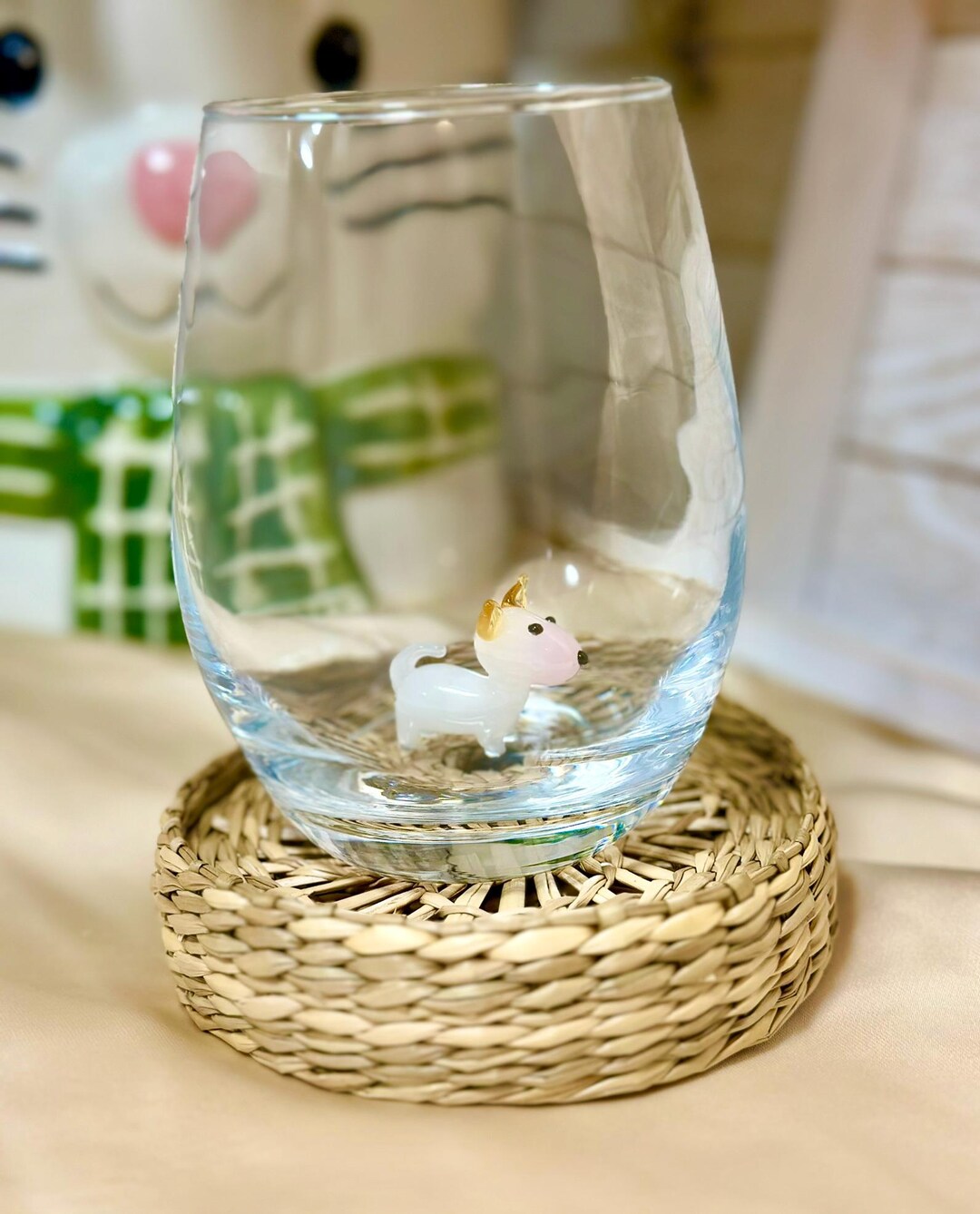 White Puppy Figurine Wine Glass – Whimsical Drinking Glasses - Etsy