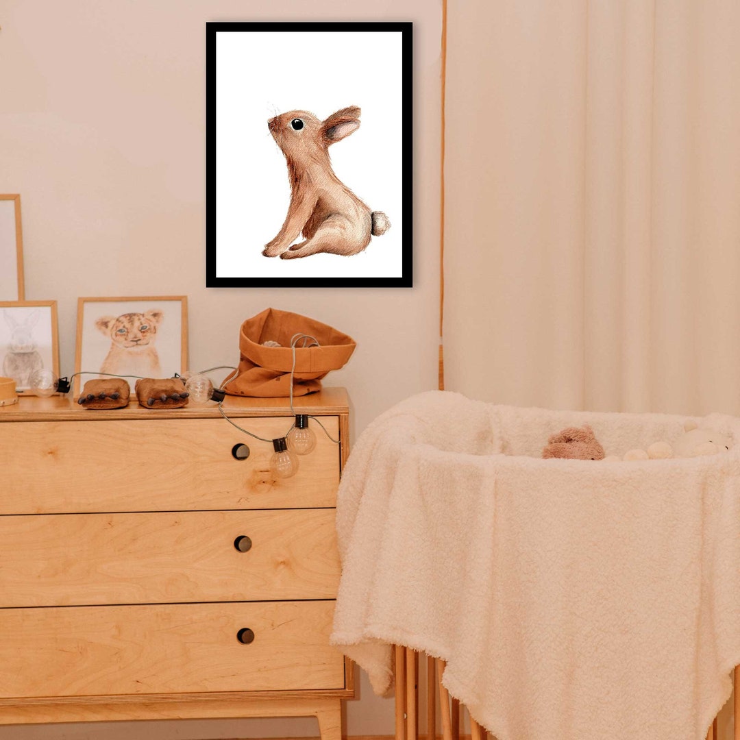 Baby Bunny Art Woodland Animals Art Nursery Bunny Art Print - Etsy