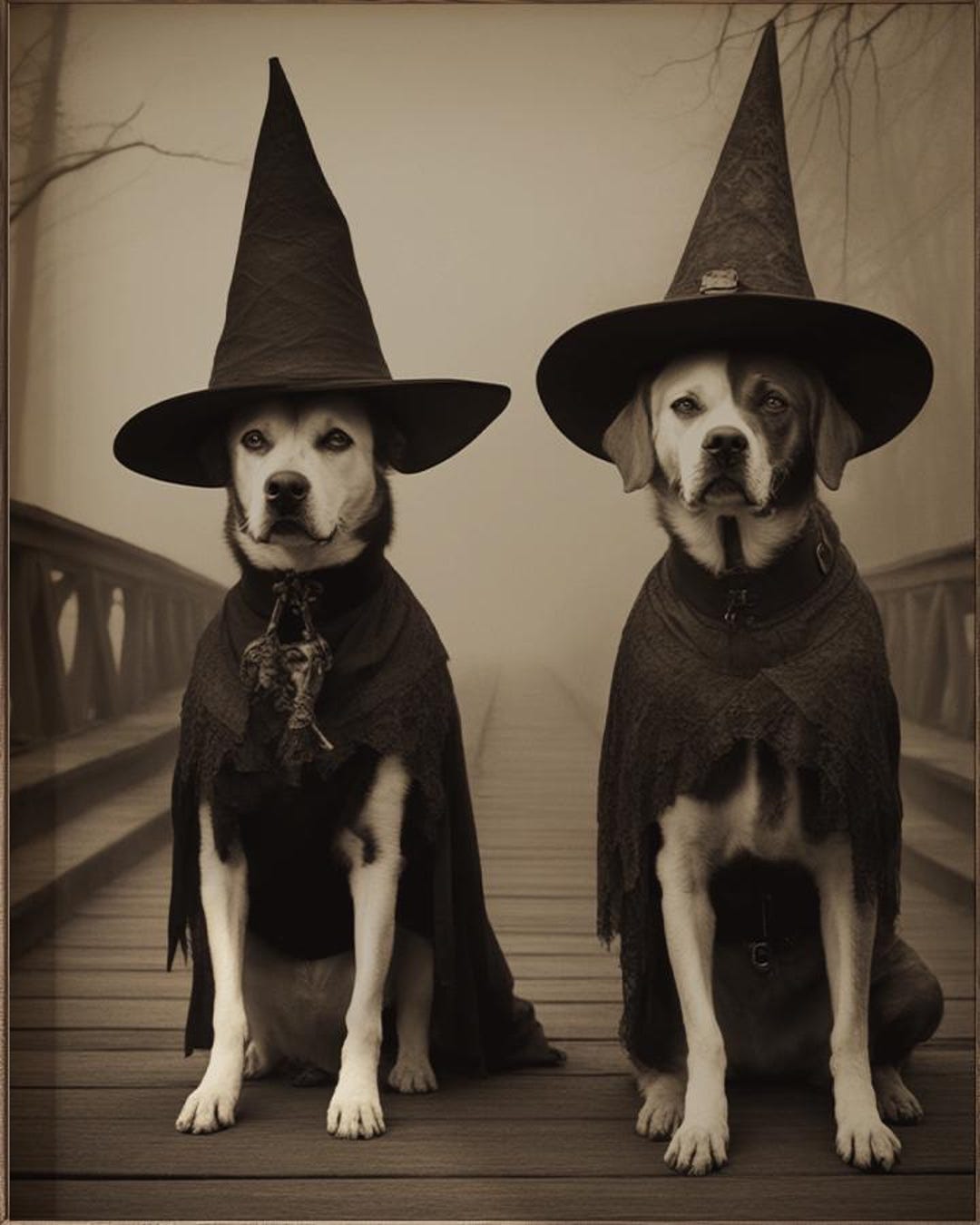 Spooky Halloween Witch Dog Vintage Spooky Wall Art PNG Scary Labrador ...