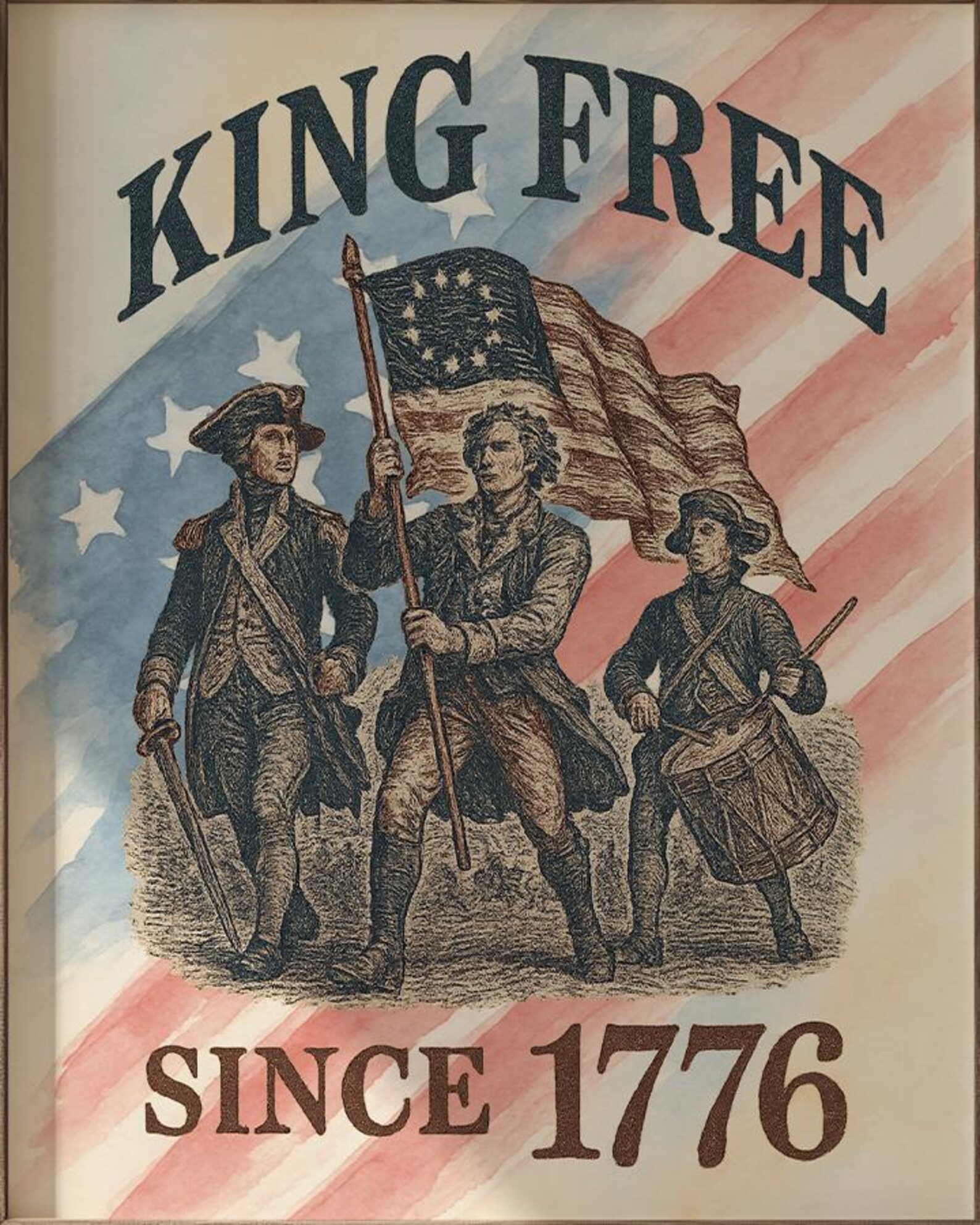 Vintage July 4th King Free USA Patriotic Print PNG Printable Revolution ...