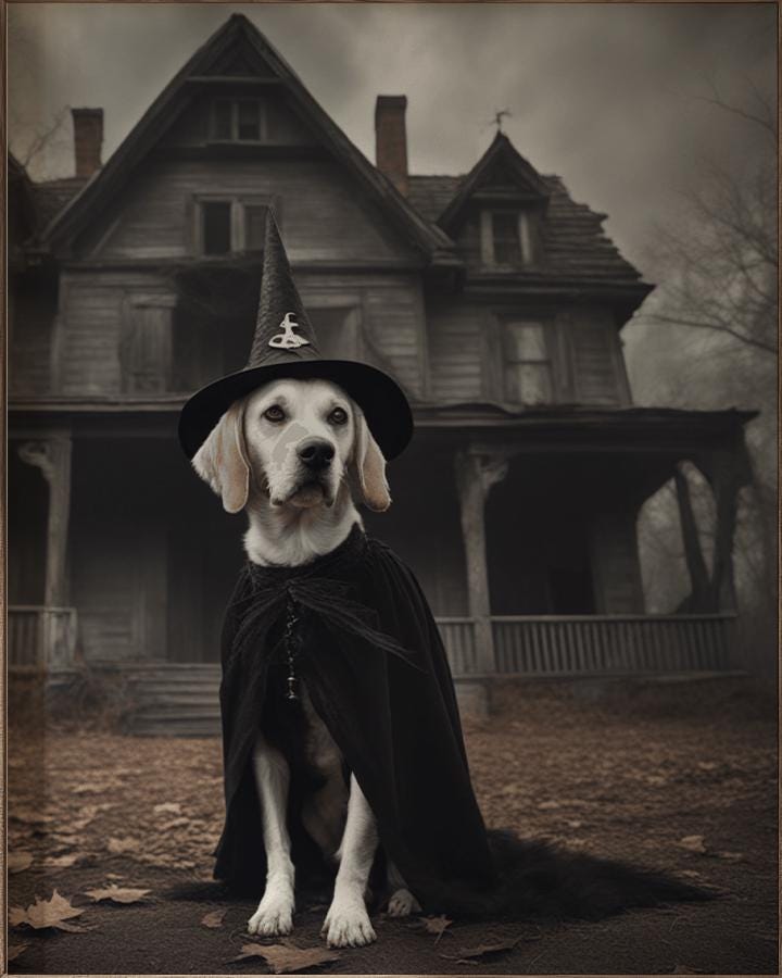 Haunted Mansion Halloween Labrador Witch Dog Pet Portrait Print PNG ...