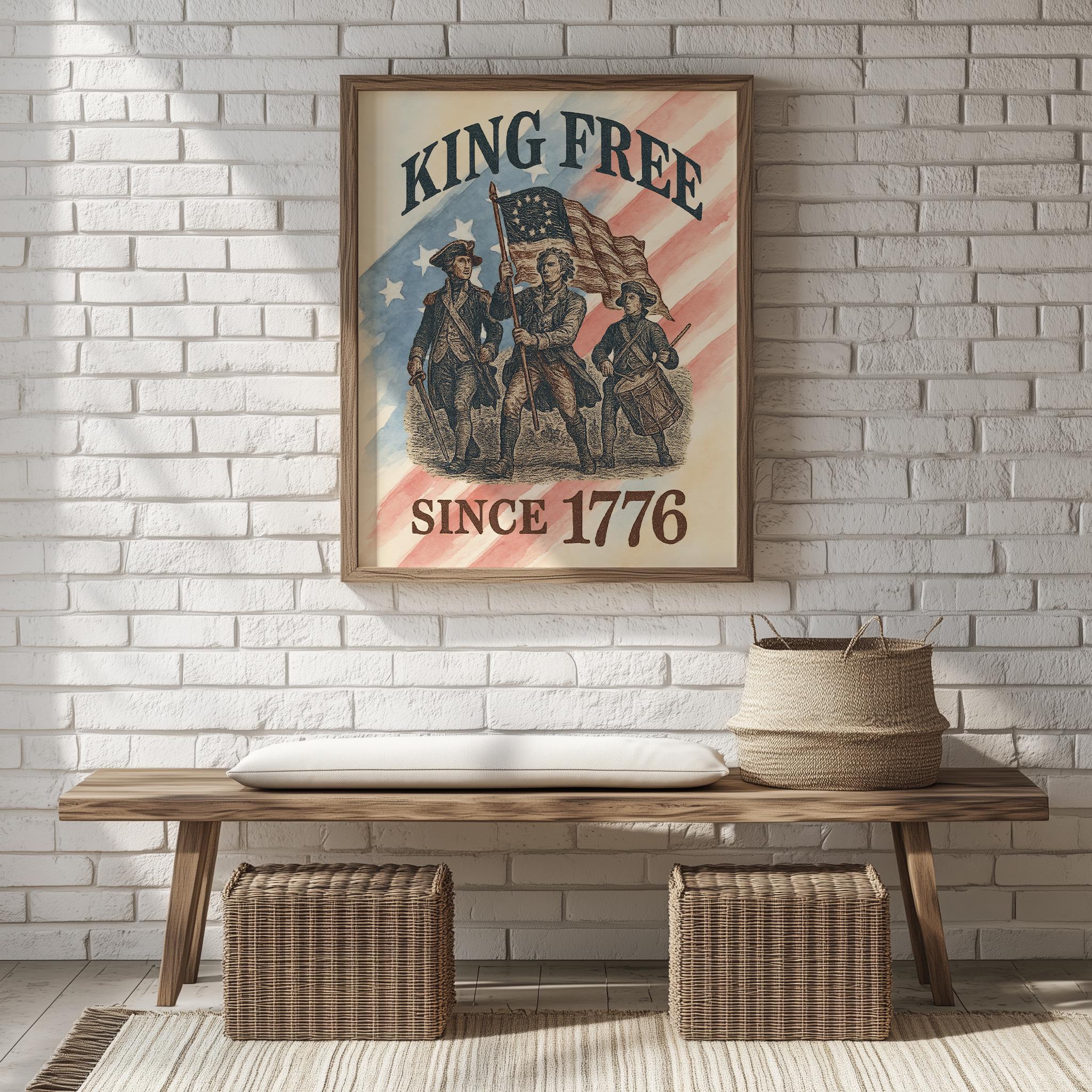 Vintage July 4th King Free USA Patriotic Print PNG Printable Revolution ...