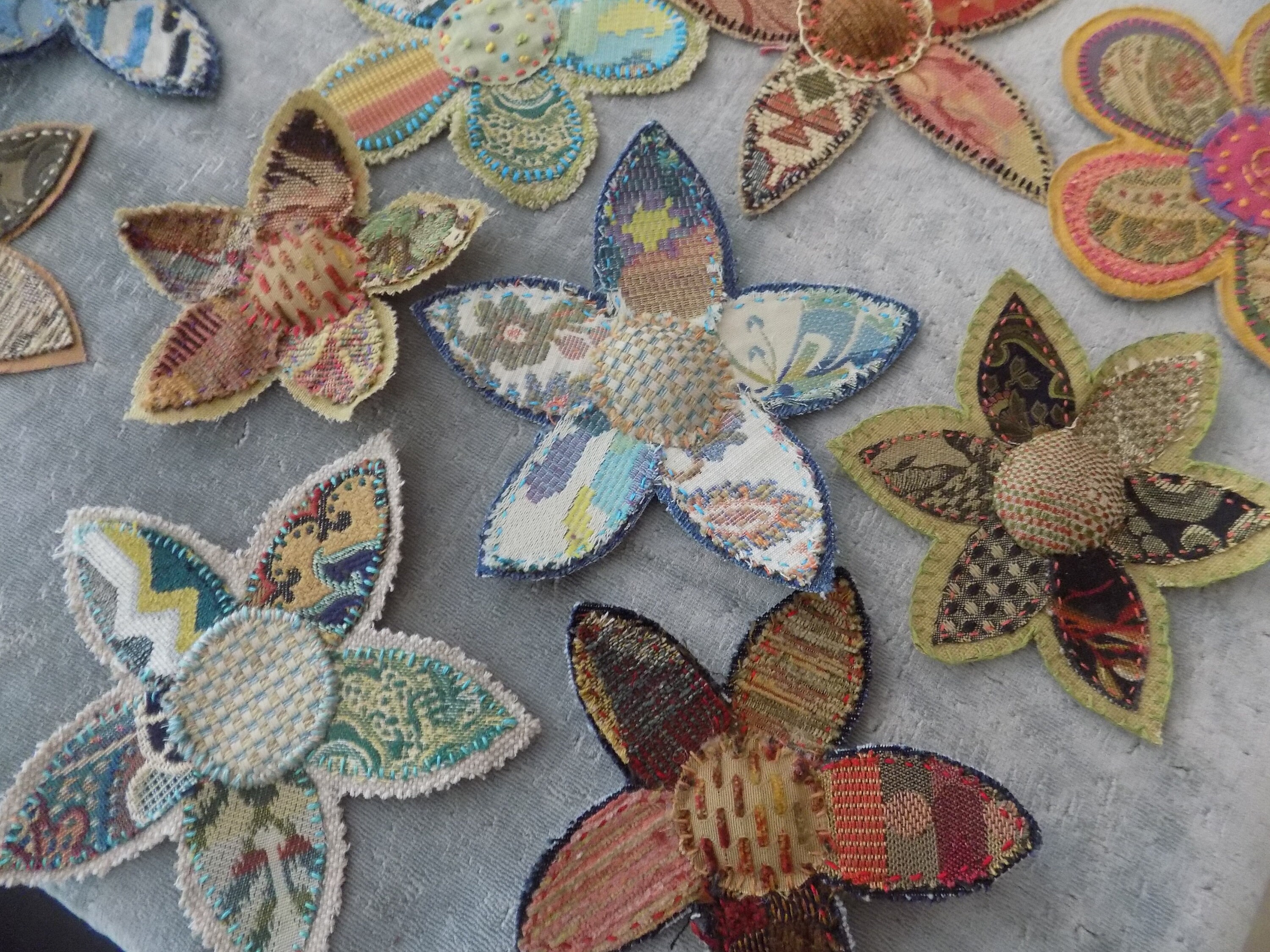 DIY Fabric Flower Patch Kit Upholstery/decorator Fabrics 3 Flower Shape ...