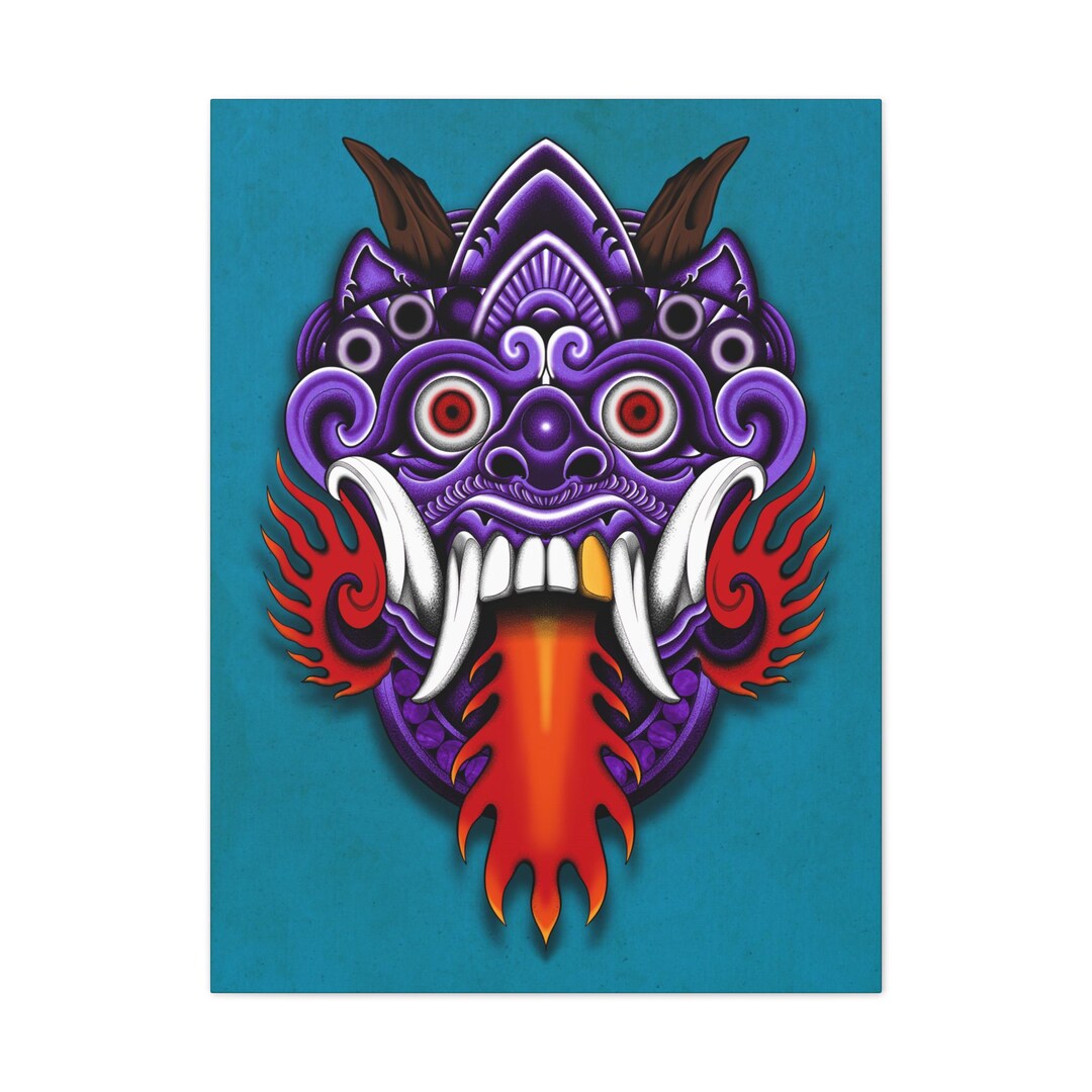 Polynesian Stone Mask Art Tattoo Art, Ethnic Home Decor, Tribal Wall ...