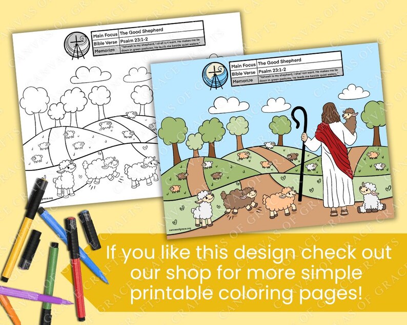 The Good Shepherd Psalm 23:1-2 Coloring Page | Bible Verse Printable ...
