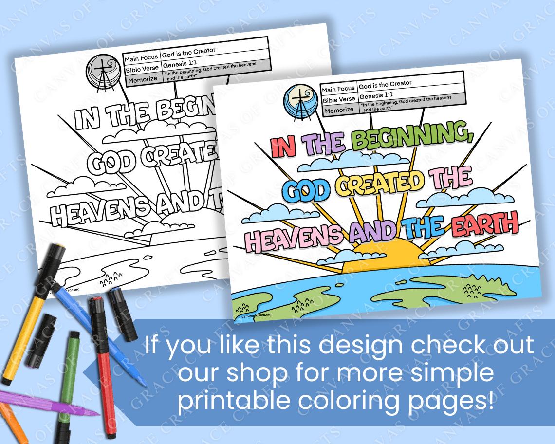 In the Beginning Creation Genesis 1:1 Coloring Page | Bible Verse ...
