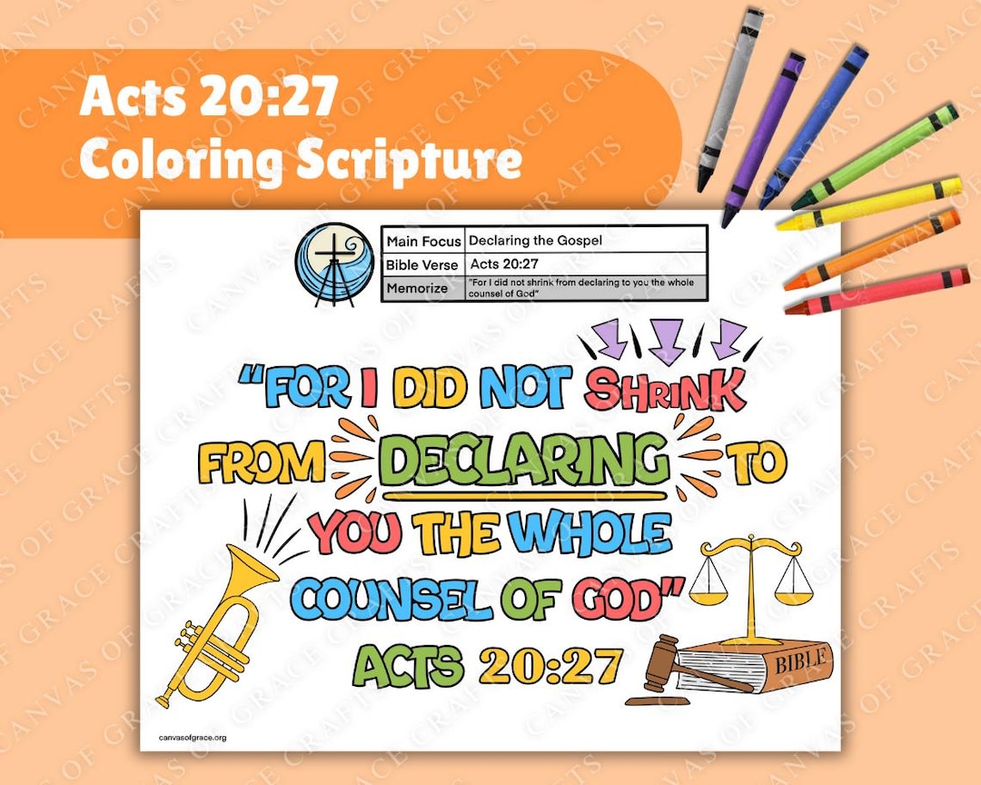 Acts 20:27 Coloring Page | Declaring the Gospel | Bible Activity ...