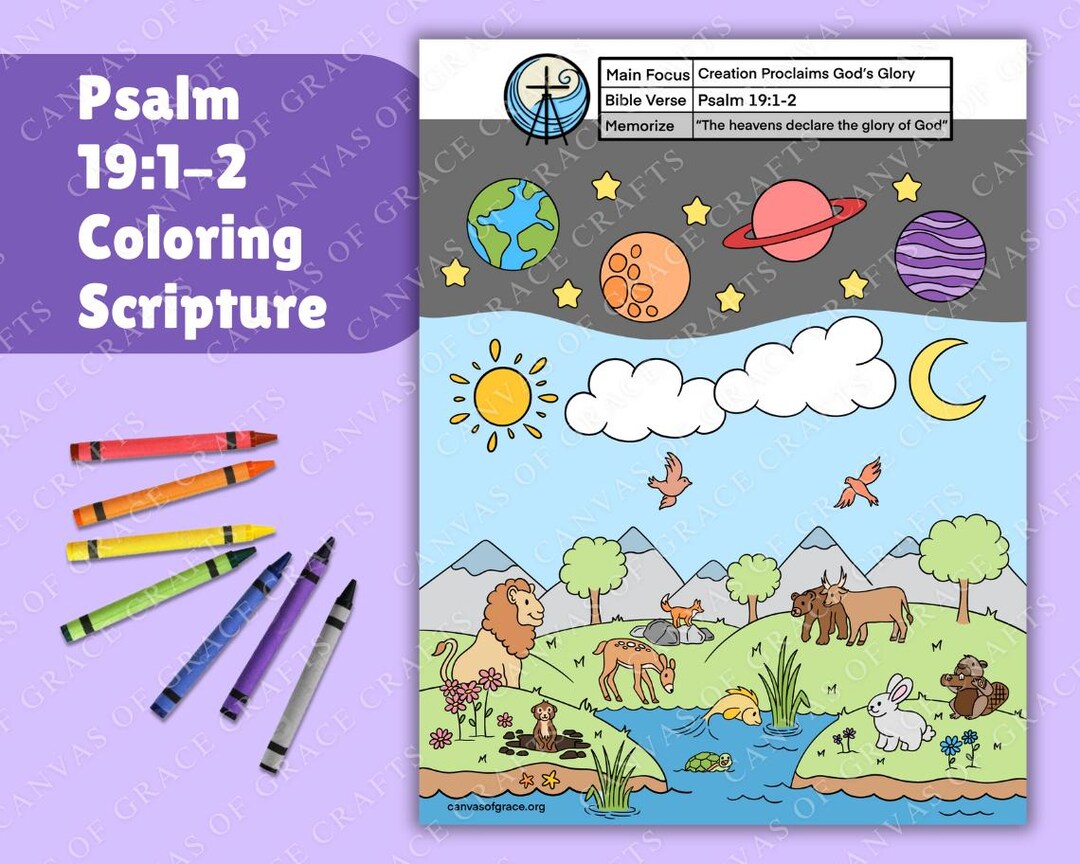 The Heavens Declare His Glory Psalm 19:1-2 Coloring Page | Bible Verse ...
