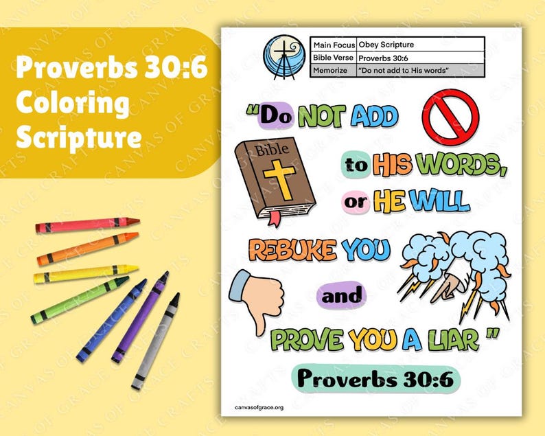Obey God's Word Proverbs 30:6 Coloring Page | Bible Verse Printable PDF ...