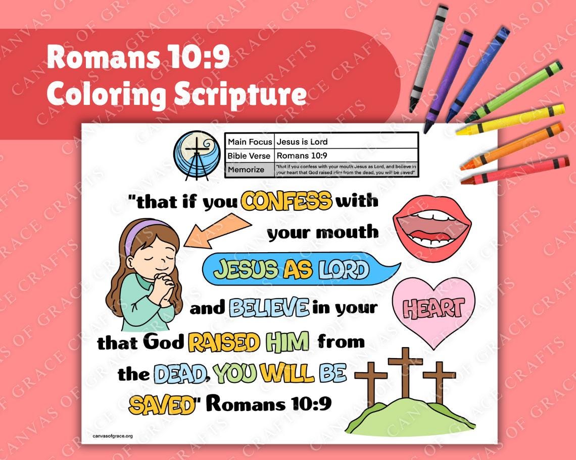 Jesus is Lord Romans 10:9 Coloring Page | Bible Verse Printable PDF ...