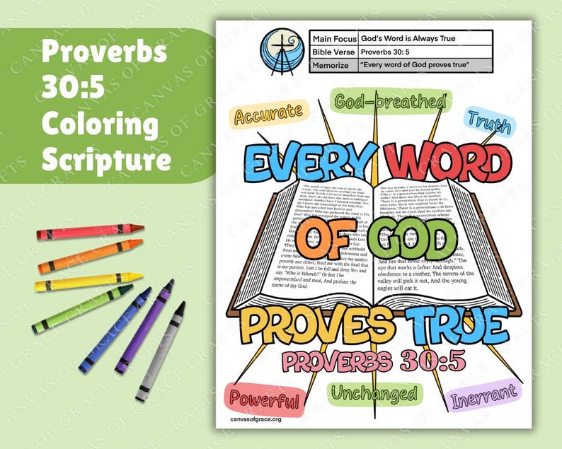 The Word of God is Truth Proverbs 30:5 Coloring Page | Bible Verse ...