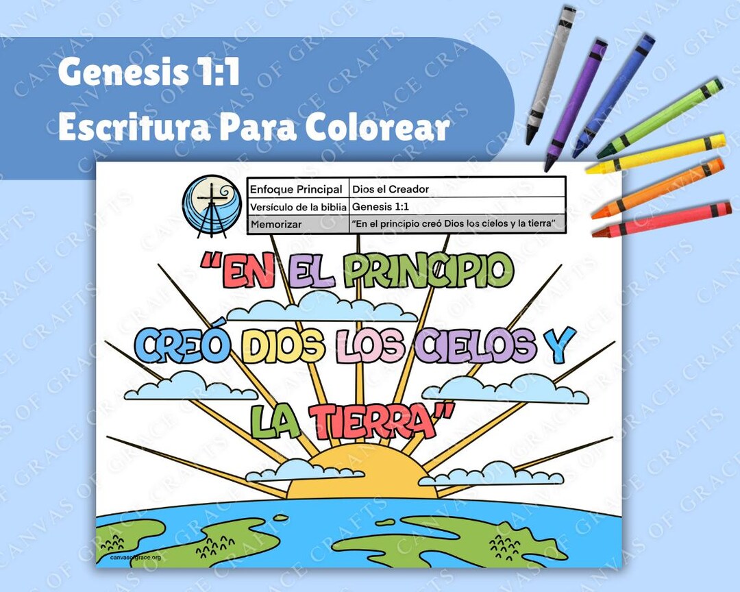 Dios Es El Creador Génesis 1:1 Spanish Coloring Page Versículo Bíblico ...