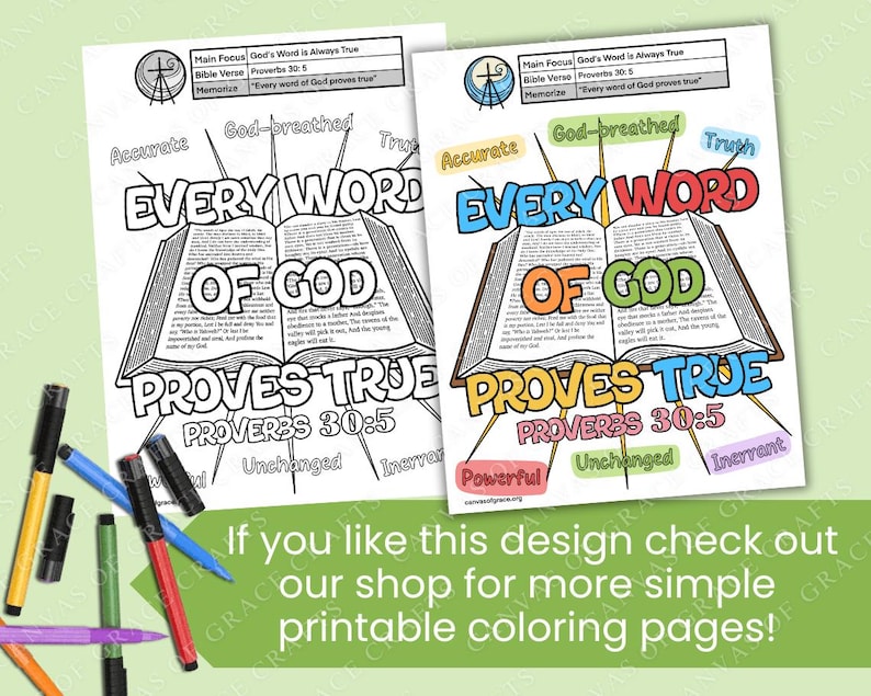 The Word of God is Truth Proverbs 30:5 Coloring Page | Bible Verse ...