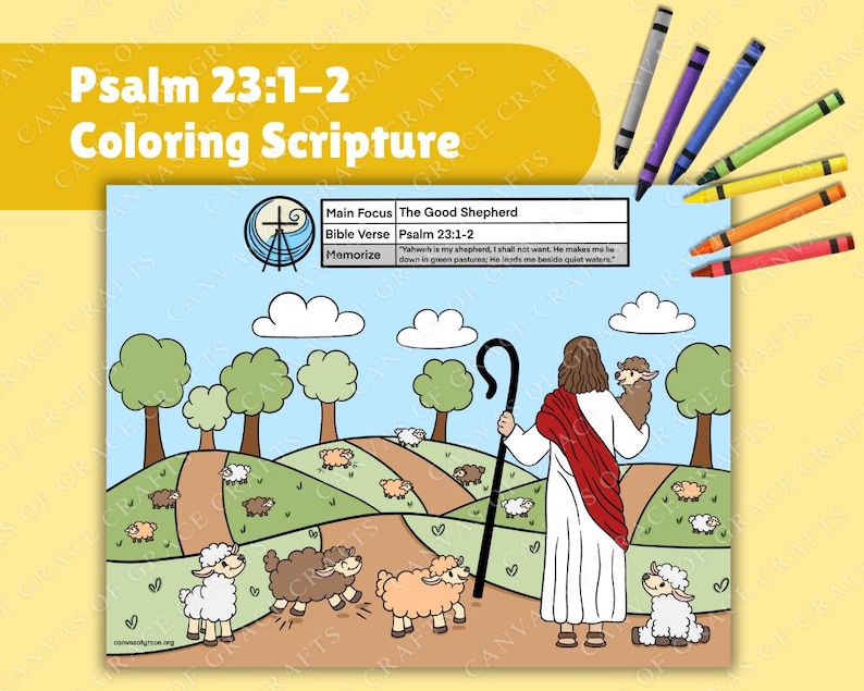 The Good Shepherd Psalm 23:1-2 Coloring Page | Bible Verse Printable ...