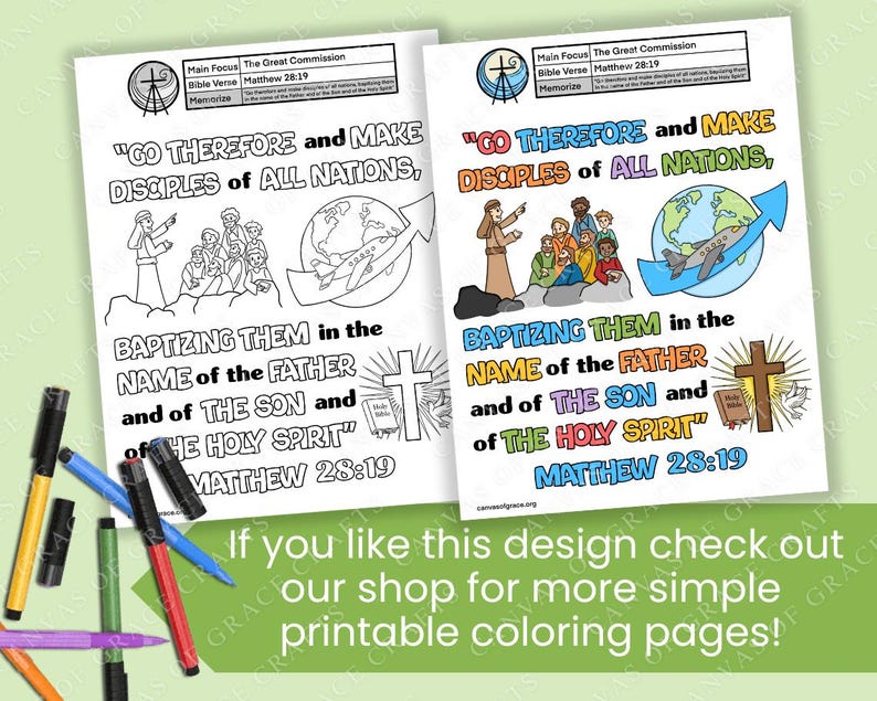The Great Commission Matthew 28:19 Coloring Page | Bible Verse ...
