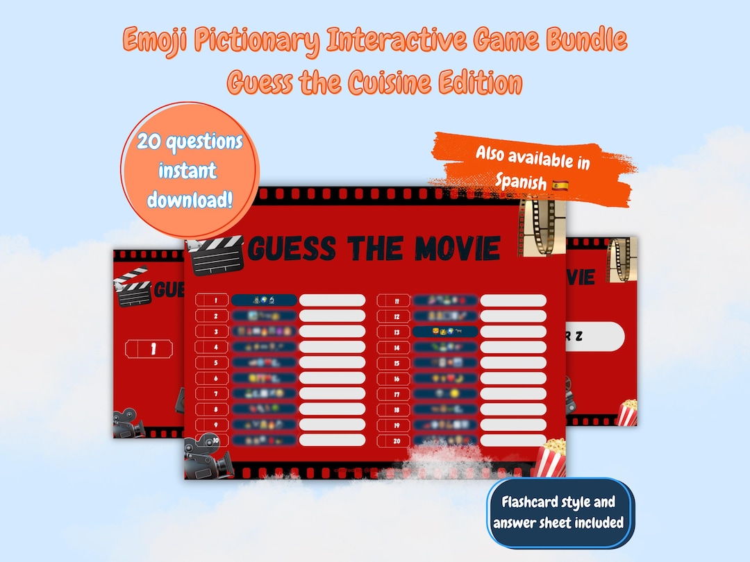 Emoji Pictionary Game Printable Emoji Movie Party Game Interactive Fun ...