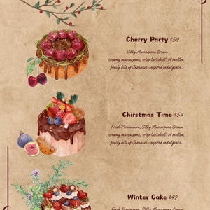 Watercolor Bakery Menu Template | Editable Food Illustrations (digital ...