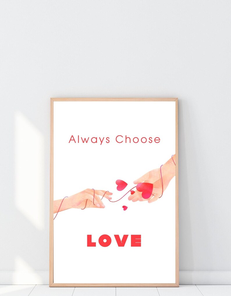 Love Print, Always Choose Love Quote, Minimalist Romantic Poster, Red ...