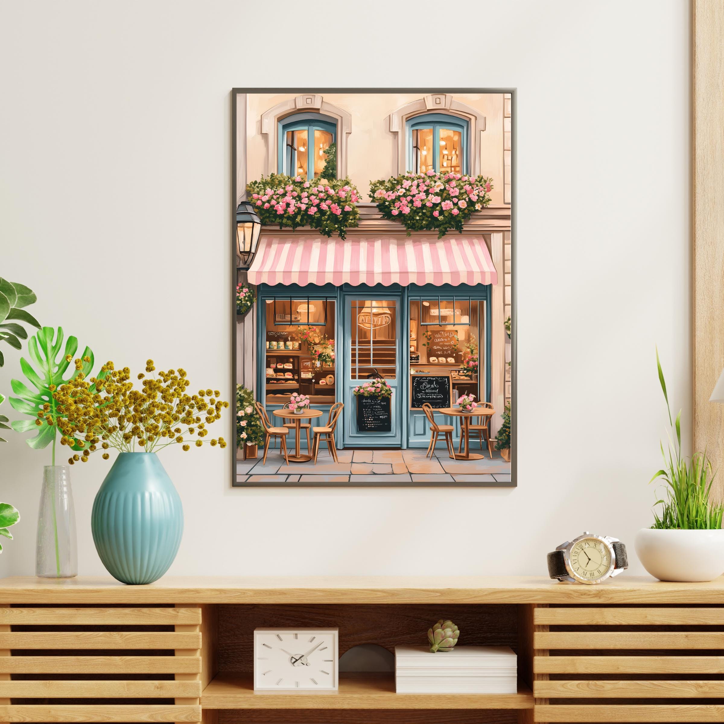 Cafe Poster Pastel Print Cafe Wall Art French Cafe Art Poster Coffee ...