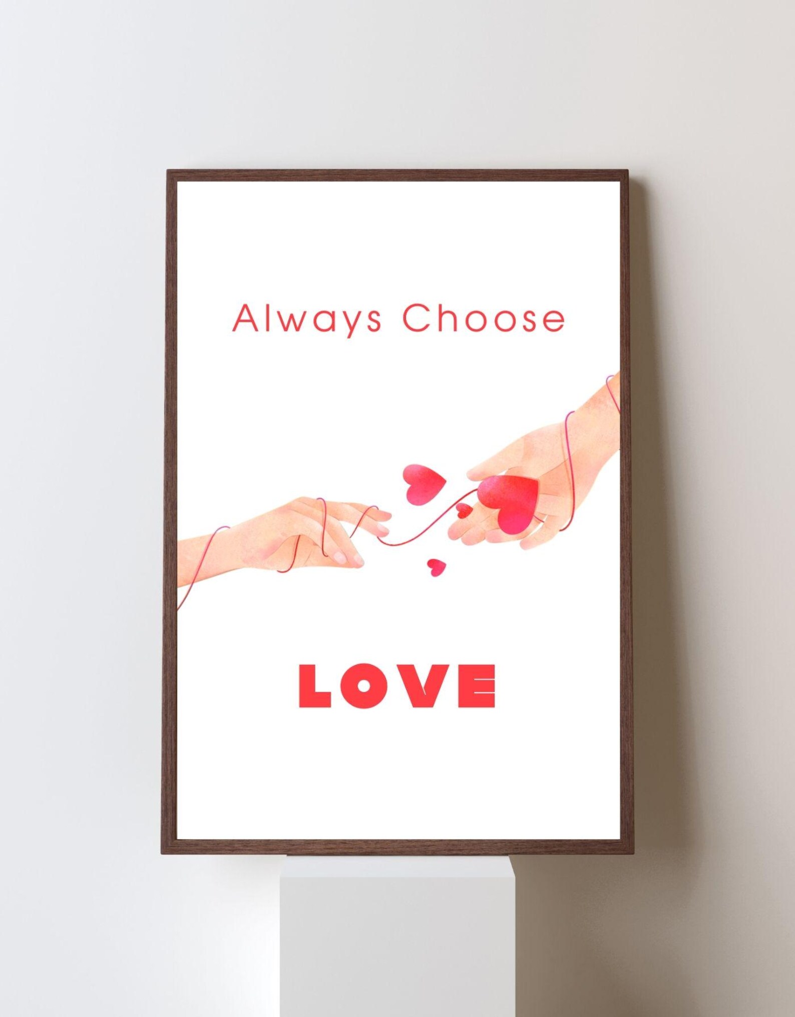 Love Print, Always Choose Love Quote, Minimalist Romantic Poster, Red ...