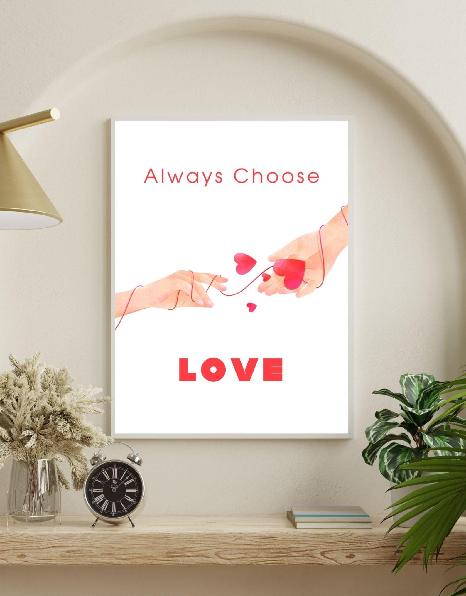 Love Print, Always Choose Love Quote, Minimalist Romantic Poster, Red ...