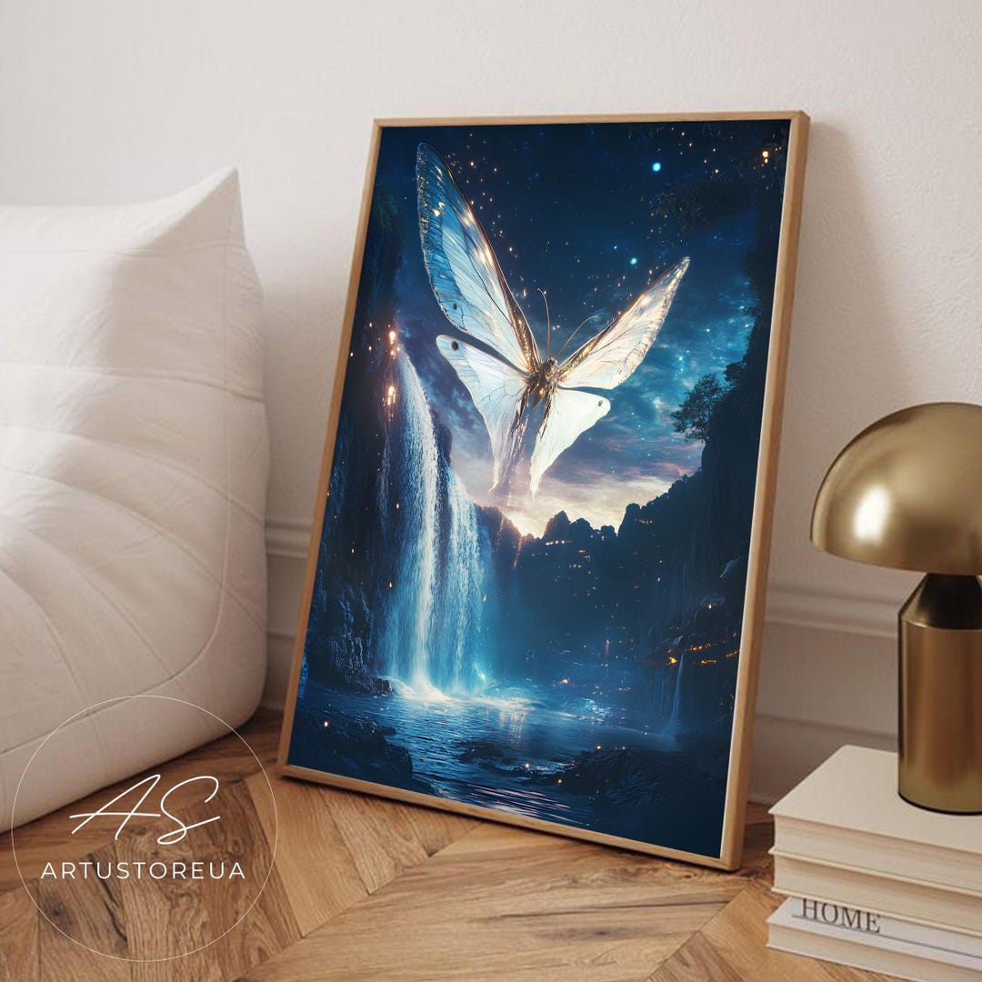 Giant Moth Print - Mythical Creature Print, Cosmic Butterfly Art, Moth ...