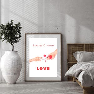 Love Print, Always Choose Love Quote, Minimalist Romantic Poster, Red ...