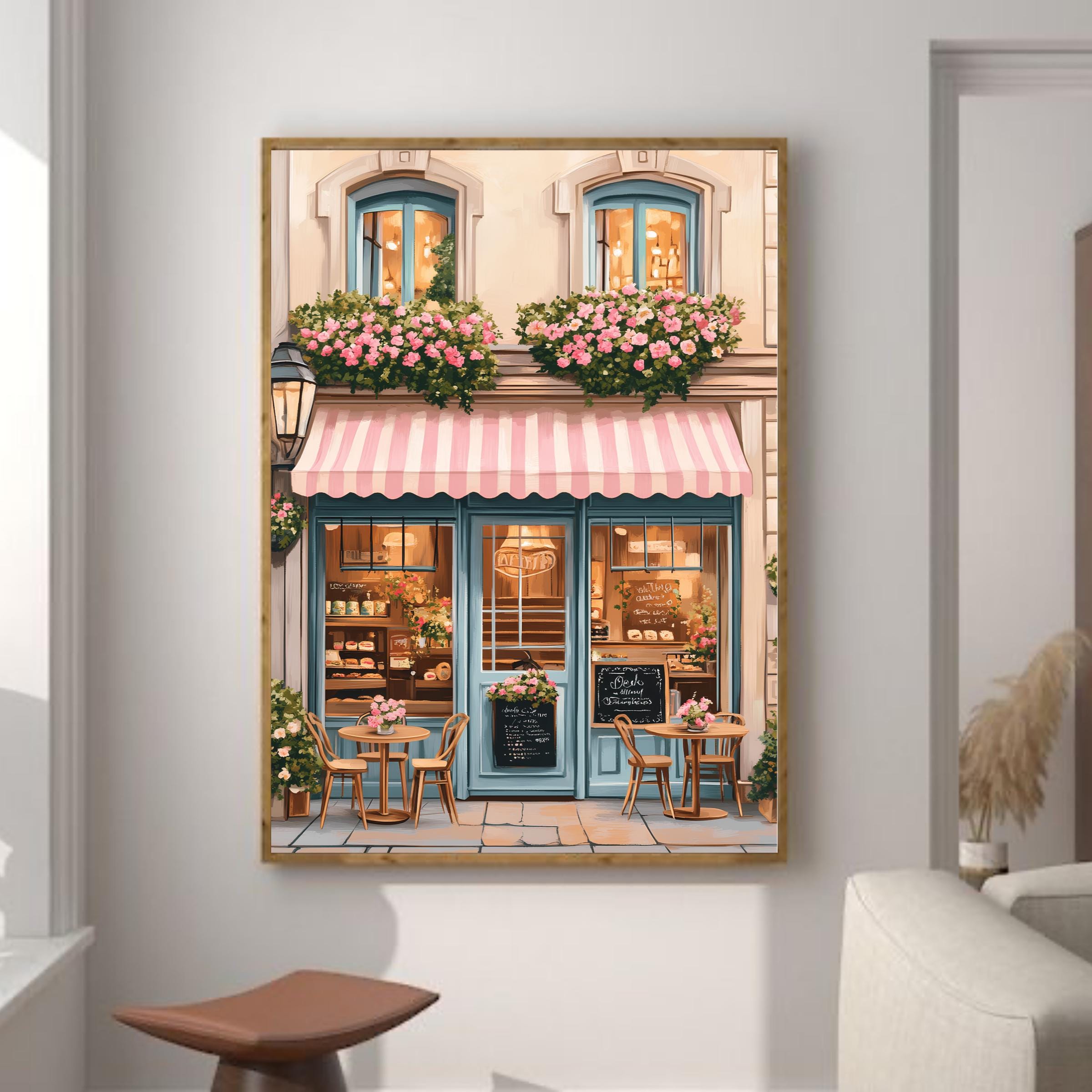 Cafe Poster Pastel Print Cafe Wall Art French Cafe Art Poster Coffee ...