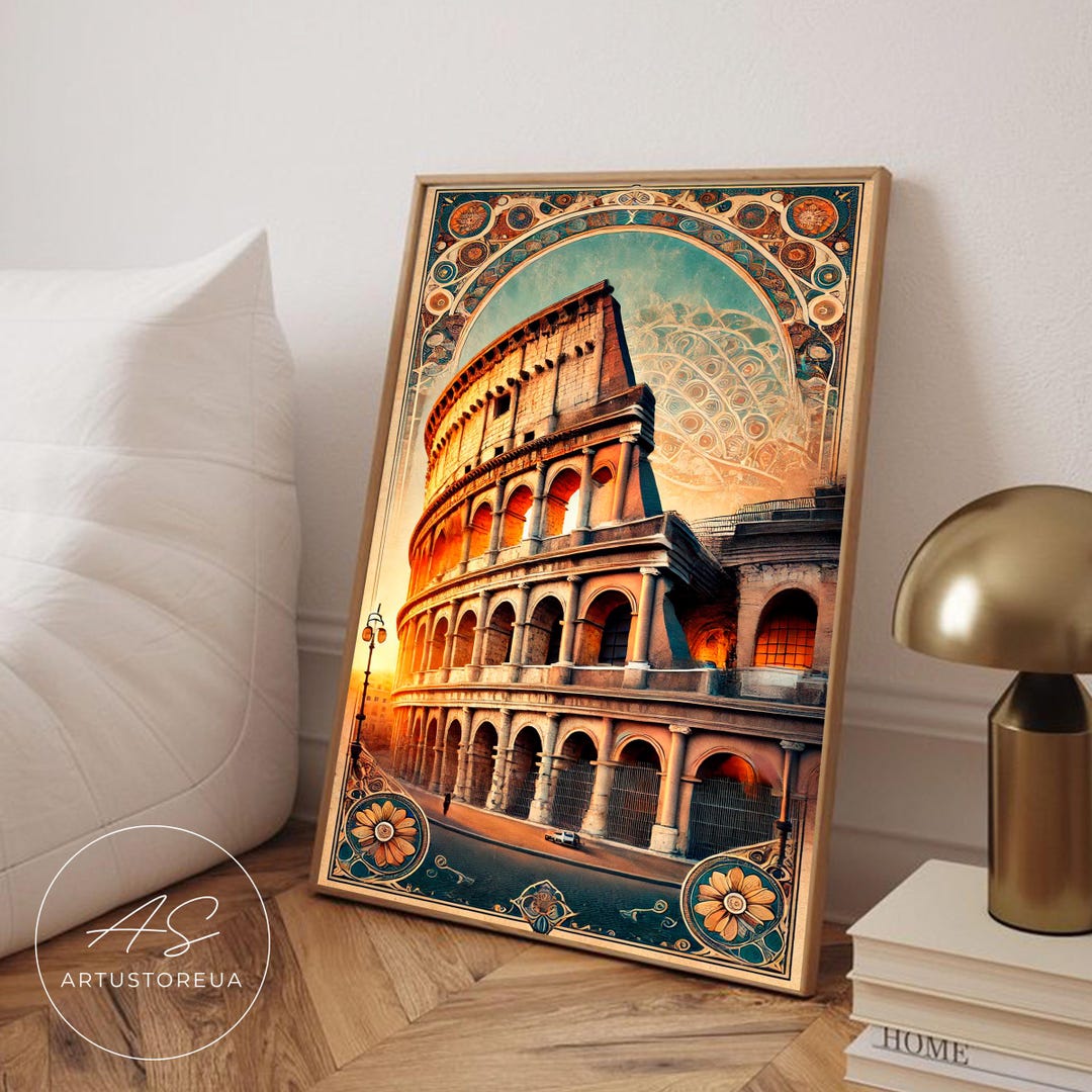 Colosseum Rome Art – Vintage Italian Landmark Print, Ancient ...