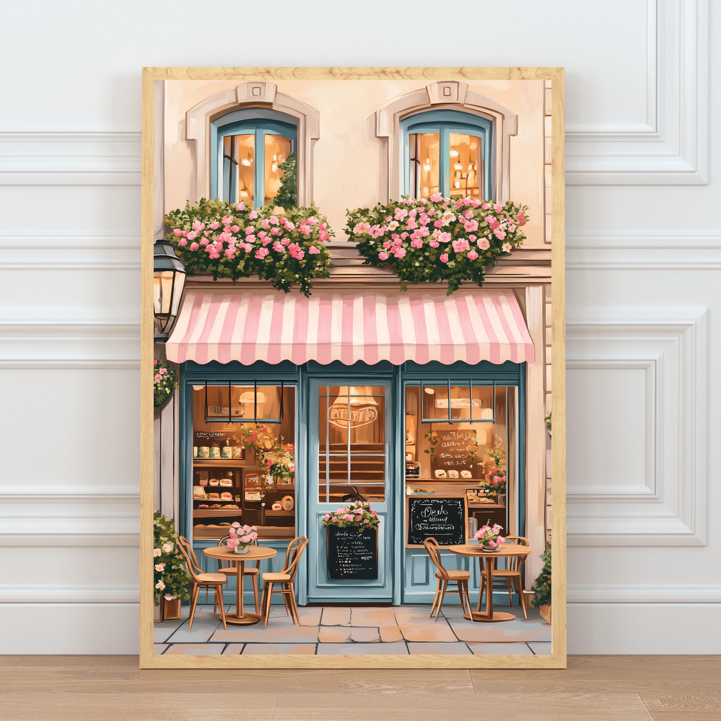 Cafe Poster Pastel Print Cafe Wall Art French Cafe Art Poster Coffee ...
