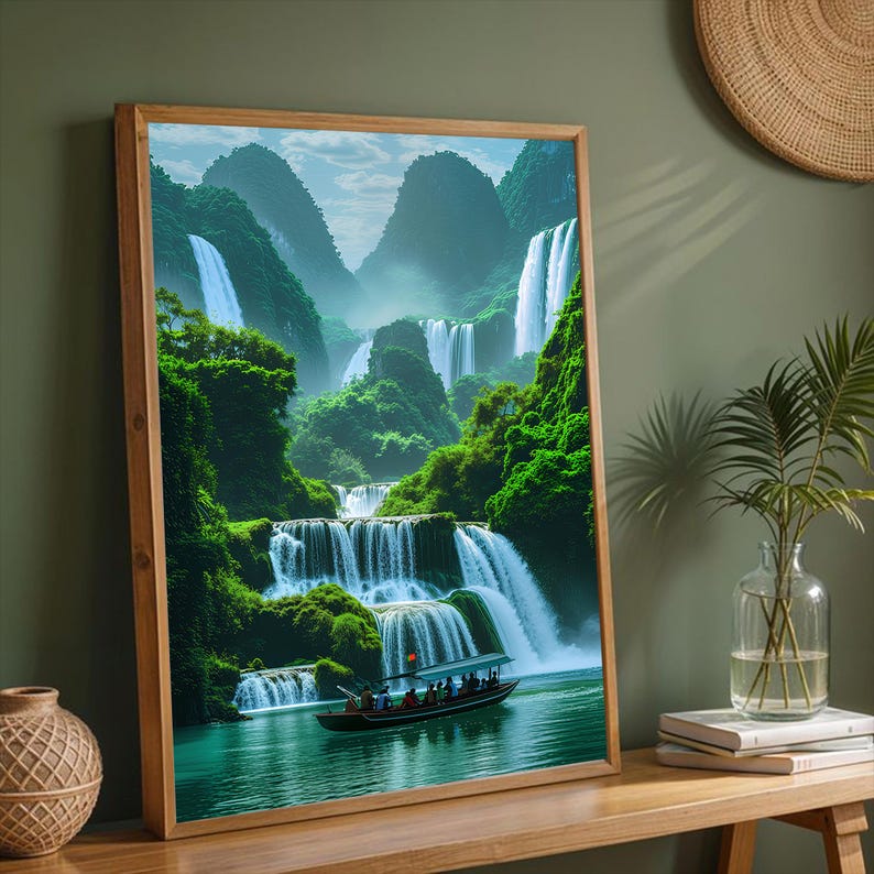 Vietnam Print - Ban Gioc Waterfalls Digital Art, Ban Gioc Art Print ...